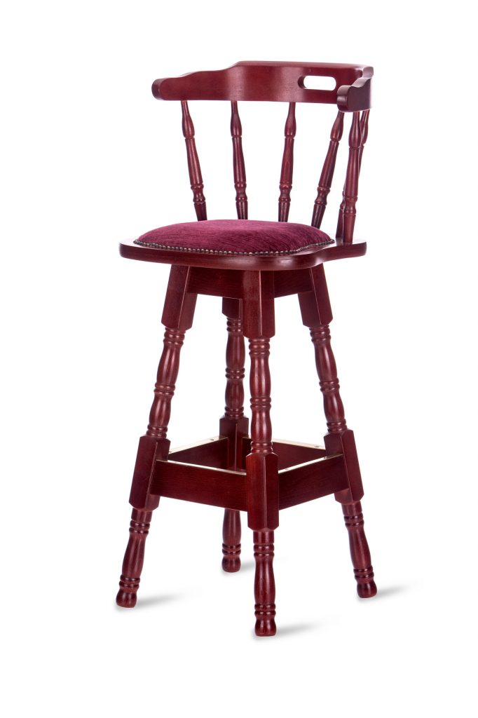 Turned Leg Bar Stool, Studded Seat - Monaghan Bros